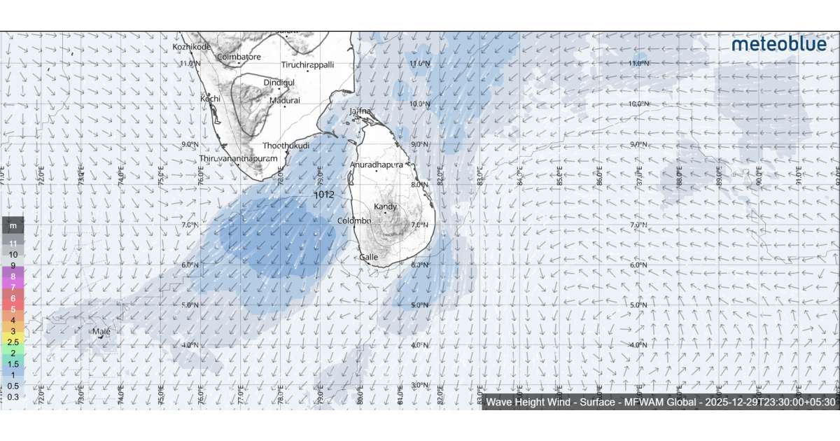 MARINE WEATHER FORECAST FOR 30 DECEMBER 2025 | Weather in Sri Lanka